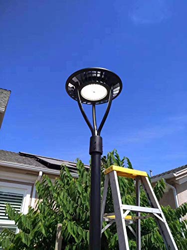 OPENLUX Led Post Top Light 80W DLC ETL Listed 11,200Lm 5000K Daylight IP65 Waterproof LED Post Top Outdoor Circular Area Pole Light [350W Equivalent] for Garden Yard Street Lighting