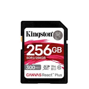 kingston canvas react plus 256gb sd card | sdxc uhs-ii | 300r/260w u3 v90 | full hd/4k/8k | sdr2/256gb