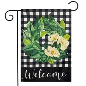 magnolia wreath burlap winter garden flag welcome floral 12.5″ x 18″