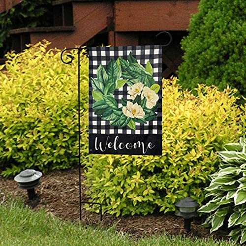 Magnolia Wreath Burlap Winter Garden Flag Welcome Floral 12.5" x 18"