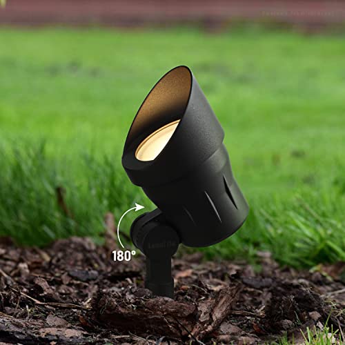 LEONLITE Low Voltage LED Landscape Spotlight, 12V AC/DC Die-cast Aluminum Low Voltage Garden Lights, CRI90+ Waterproof for Outdoor Yard Bush Lighting, Bronze, 3000K Warm White, Pack of 6