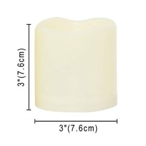 2 Waterproof Outdoor Battery Operated Flameless LED Pillar Candles with Remote Flickering Plastic Electric Decorative Light Set for Home Décor Garden Patio Decoration Party Wedding Supplies 3x3 Inches