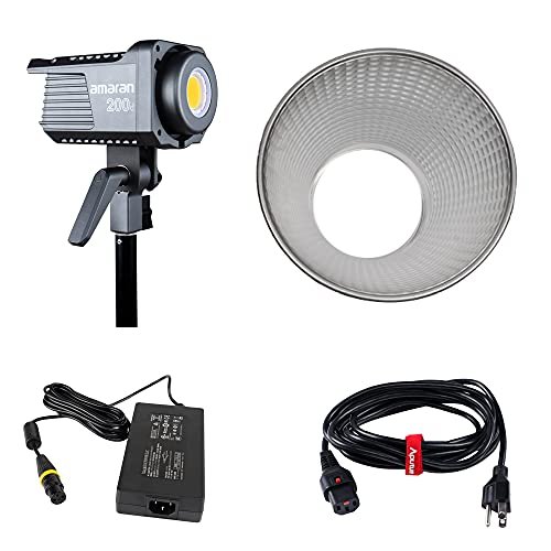 amaran 200d LED Video Light, 200W CRI95+ TLCI95+ 65,000 lux@1m Bluetooth App Control 0-100% Brightness Control 8 Pre-Programmed Lighting Effects DC/AC Power Supply