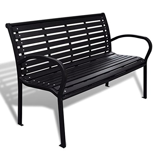 Festnight 3-Seater Outdoor Patio Garden Bench Porch Chair Seat with Steel Frame Solid Construction 49" x 24" x 32"