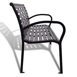 Festnight 3-Seater Outdoor Patio Garden Bench Porch Chair Seat with Steel Frame Solid Construction 49" x 24" x 32"