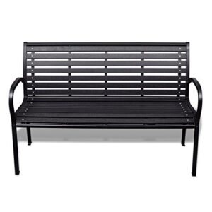 Festnight 3-Seater Outdoor Patio Garden Bench Porch Chair Seat with Steel Frame Solid Construction 49" x 24" x 32"