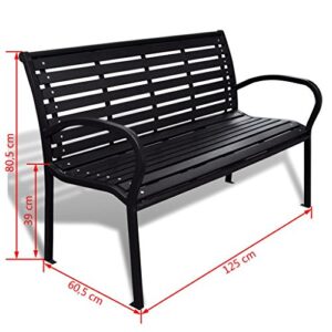 Festnight 3-Seater Outdoor Patio Garden Bench Porch Chair Seat with Steel Frame Solid Construction 49" x 24" x 32"