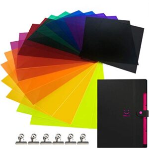 initial heart 18 pack correction gel light filter sheet colored overlays transparency color film plastic sheets 11.7 by 8.3 inches 9 assorted colors 2 sets