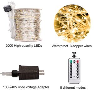 RESNICE LED Fairy String Lights 660FT 2000 LEDs Long Outside Indoor Plug In String Lights Waterproof Remote Control for Living Bed Room, Backyard, Patio, Garden, Porch, Wedding or Christmas