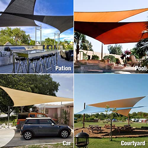 Amahut Sun Shade Sail 12'x12'x12' Triangle Shade Canopy Outdoor Sunshade UV Block Deck Awning Shade for Patio Backyard Garden，Light Grey