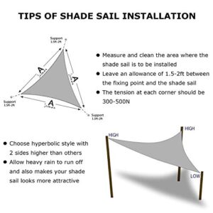 Amahut Sun Shade Sail 12'x12'x12' Triangle Shade Canopy Outdoor Sunshade UV Block Deck Awning Shade for Patio Backyard Garden，Light Grey