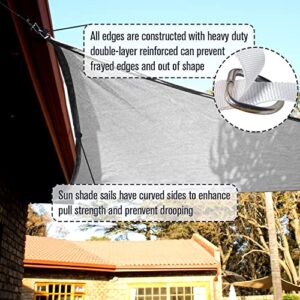 Amahut Sun Shade Sail 12'x12'x12' Triangle Shade Canopy Outdoor Sunshade UV Block Deck Awning Shade for Patio Backyard Garden，Light Grey