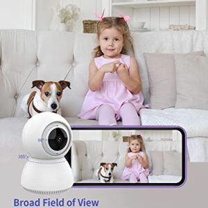 ZJX WiFi Camera Indoor, Pet Camera with Phone APP, 1080P Home Security Cam for Dog/Cat/Baby/Elder/Nanny, 2-Way Talk, Motion Tracking, Motion and Sound Detection, Compatible with Alexa White IC-03