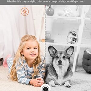 ZJX WiFi Camera Indoor, Pet Camera with Phone APP, 1080P Home Security Cam for Dog/Cat/Baby/Elder/Nanny, 2-Way Talk, Motion Tracking, Motion and Sound Detection, Compatible with Alexa White IC-03