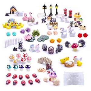 dracarys selected 100 pieces fairy garden accessories, fairy garden kit, fairy garden animals, miniature figurines, micro landscape ornaments kit, garden diy kit, environmental resin