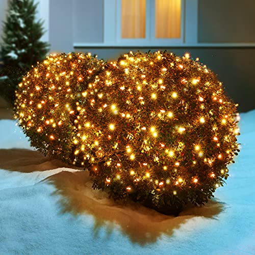 Led Christmas Net Lights Outdoor Christmas Decorations Lights 120Led 6.2ftx4.4ft, Connectable Outdoor Indoor Fairy Mesh String Lights for Party, Holiday, Wedding, Tree, Bushes Decorations (WarmWhite)