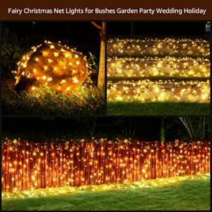 Led Christmas Net Lights Outdoor Christmas Decorations Lights 120Led 6.2ftx4.4ft, Connectable Outdoor Indoor Fairy Mesh String Lights for Party, Holiday, Wedding, Tree, Bushes Decorations (WarmWhite)