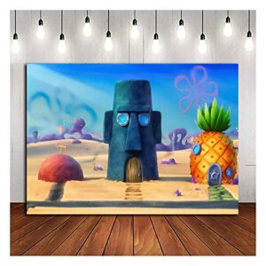 5x3ft cartoon animation underwater pineapple house photography backdrops spongebob patrick star theme birthday party decor photo background