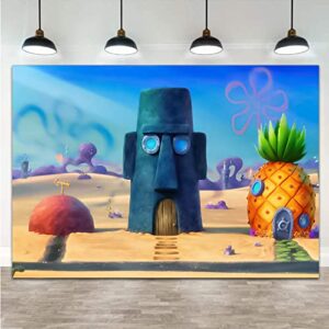 5x3ft Cartoon Animation Underwater Pineapple House Photography Backdrops Spongebob Patrick Star Theme Birthday Party Decor Photo Background