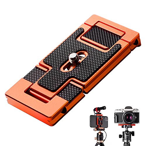 K&F Concept Aluminum Alloy Quick Release Plate with 1/4 Inch Screw for Camera, Cage, Cellphone etc (Orange)