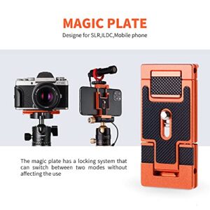 K&F Concept Aluminum Alloy Quick Release Plate with 1/4 Inch Screw for Camera, Cage, Cellphone etc (Orange)