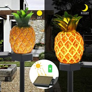 VGYVGYCC Garden Decor Solar Stake Lights - 2 Pack Outdoor Pineapple Waterproof Lights Pathway Yard Lawn Walkway Decoration