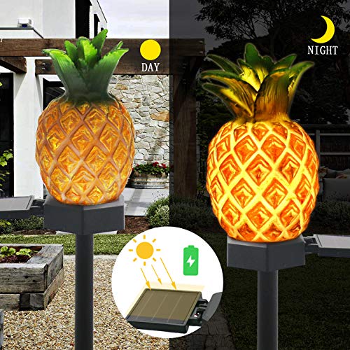 VGYVGYCC Garden Decor Solar Stake Lights - 2 Pack Outdoor Pineapple Waterproof Lights Pathway Yard Lawn Walkway Decoration