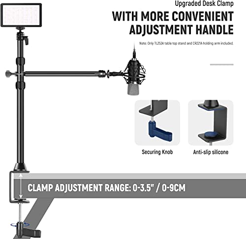 NEEWER Tabletop Camera Mount Stand with Flexible Arm, Overhead Height Adjustable Light Stand Mount with Table Mounting Clamp, Swiveling Ball Head for DSLR Camera, Phone, LED Light, Webcam and More