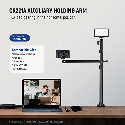 NEEWER Tabletop Camera Mount Stand with Flexible Arm, Overhead Height Adjustable Light Stand Mount with Table Mounting Clamp, Swiveling Ball Head for DSLR Camera, Phone, LED Light, Webcam and More