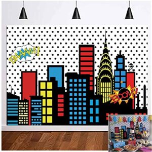 art studio 8x6ft superhero super city photography backdrops skyline buildings city boom photo background children birthday party banner photo studio booth cake table decor