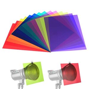 14 pack color correction light gel filter sheet colored overlays transparency film plastic sheets, 11.7 by 8.3 inches, 7 colors