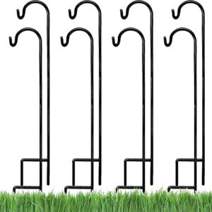 ashman shepherd’s hooks 35 inch (8 pack), black, made of premium metal for hanging solar lights, bird feeders, mason jars, christmas lights, lanterns, garden stakes and wedding décor.