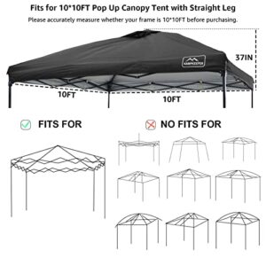 KAMPKEEPER 10x10 Pop Up Canopy Tent Top Replacement Cover Roof with Air Vent, Polyester UV 30 Waterproof for Outdoor Garden Patio Pavilion Sun Shade(Top Only)-Black