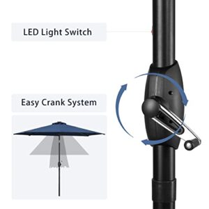 Sunoutife Patio Umbrella with Solar Lights, 10FT Large Outdoor Table Umbrella with Tilt Adjustment and Crank for Market Garden Backyard & Pool