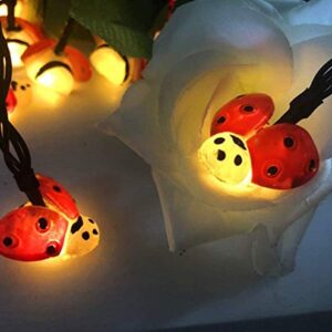 30LEDs Ladybug String Lights,AMZSTAR Waterproof Solar Light Indoor/Outdoor Decorative String Lights,Fairy Twinkle Wire Lights Solar Rope Light Decor for Christmas/Patio/Garden/Party (Warm whtie)