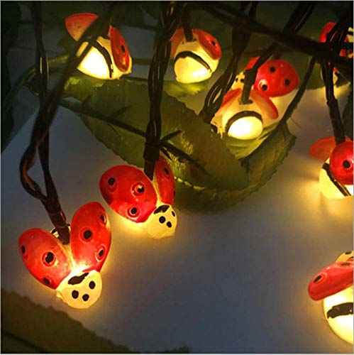 30LEDs Ladybug String Lights,AMZSTAR Waterproof Solar Light Indoor/Outdoor Decorative String Lights,Fairy Twinkle Wire Lights Solar Rope Light Decor for Christmas/Patio/Garden/Party (Warm whtie)