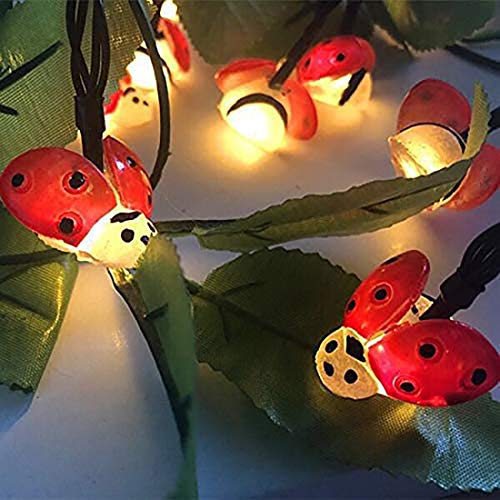 30LEDs Ladybug String Lights,AMZSTAR Waterproof Solar Light Indoor/Outdoor Decorative String Lights,Fairy Twinkle Wire Lights Solar Rope Light Decor for Christmas/Patio/Garden/Party (Warm whtie)