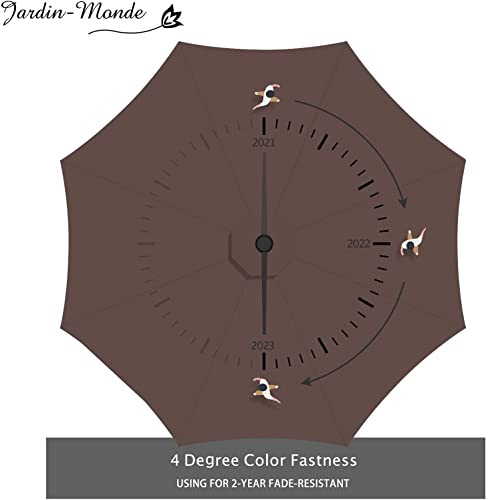 Jardin-Monde 10ft Offset Hanging Patio Umbrella, Outdoor Deck Cantilever Umbrella for Backyard, Garden, Poolside, Lawn, Outdoor Market Umbrella with Crank and Cross Base, 8 Ribs-COFFEE