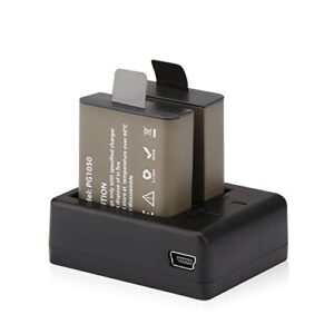 AKASO 2 x 1050mAh Rechargeable Action Camera Battery with USB Dual Charger EK7000/EK7000 Plus/EK7000 Pro/Brave 4/ Brave 6/ Vision 3/Vision 4 Action Camera