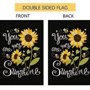 BLKWHT Spring Summer Sunflower Garden Flag You are My Sunshine Vertical Double Sided Fall Farmhouse Floral Black Burlap Yard Outdoor Decor 12.5 x 18 Inches (153839)