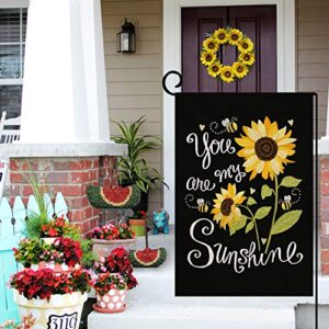 BLKWHT Spring Summer Sunflower Garden Flag You are My Sunshine Vertical Double Sided Fall Farmhouse Floral Black Burlap Yard Outdoor Decor 12.5 x 18 Inches (153839)