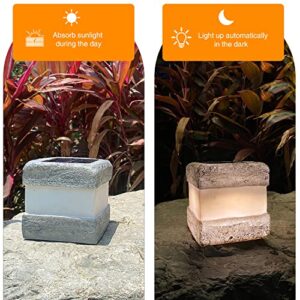 2 Pack Solar Rock Lights Outdoor - Solar Powered Landscape Ground Fake Rocks Light Waterproof with Warm LED Lights for Table Patio Yard Garden Pathway Walkway Decor(Grey)