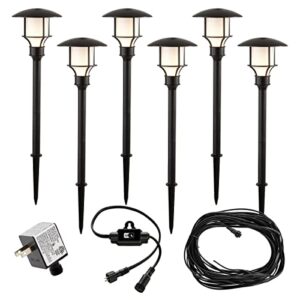 sterno home led path light kit, 16 lumens, 6-pack, black