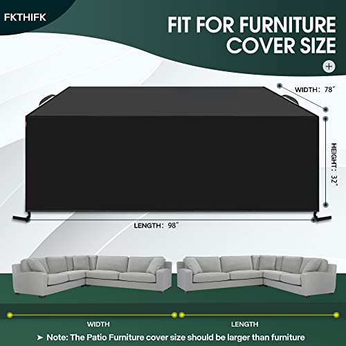 FKTHIFK 98''L x 78''W x 32''H Patio Furniture Cover, Outside Table and Chair Cover, Outdoor Dining Set Cover, Waterproof, Windproof