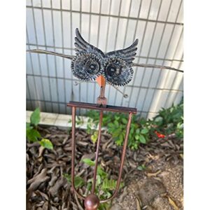 LRXXSTYQ Garden Sculpture & Statue,Retro Owl Outdoor Statues Metal Yard Art Can Move,Keeps Birds Away,for Garden,Patio,Lawn,Rooftops,Backyard Decoration