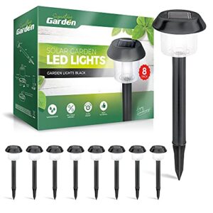 signature garden solar garden lights – auto on/off outdoor bright solar pathway lights – all-weather/waterproof outdoor solar lights for yard, garden, or driveway (8-pack, black)