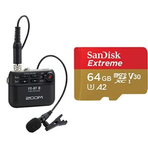 zoom digital multitrack recorder (f2-bt) & sandisk 64gb extreme microsdxc uhs-i memory card with adapter – up to 160mb/s, c10, u3, v30, 4k, a2, micro sd – sdsqxa2-064g-gn6ma