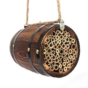 Wildlife World Mason Bee Barrel - Natural Hanging Habitat for Pollinators, Increases Productivity in Your Garden (Brown)