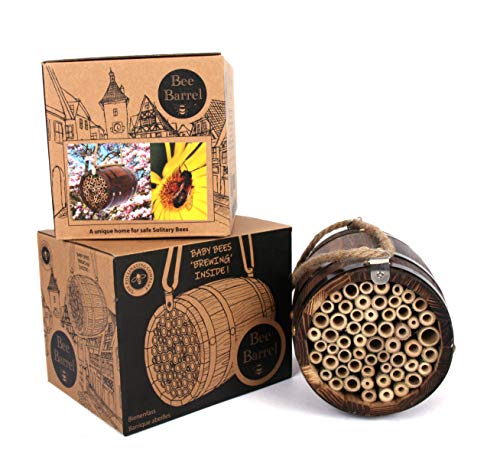 Wildlife World Mason Bee Barrel - Natural Hanging Habitat for Pollinators, Increases Productivity in Your Garden (Brown)