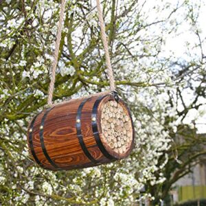 Wildlife World Mason Bee Barrel - Natural Hanging Habitat for Pollinators, Increases Productivity in Your Garden (Brown)